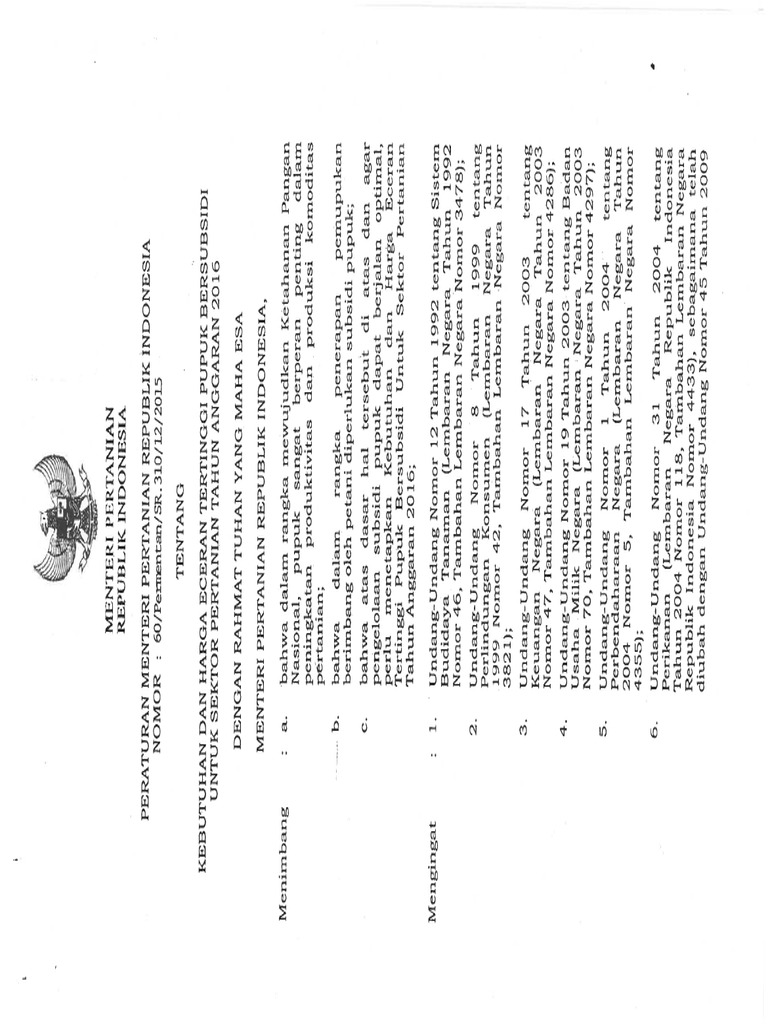 Permentan 60-2015 | PDF