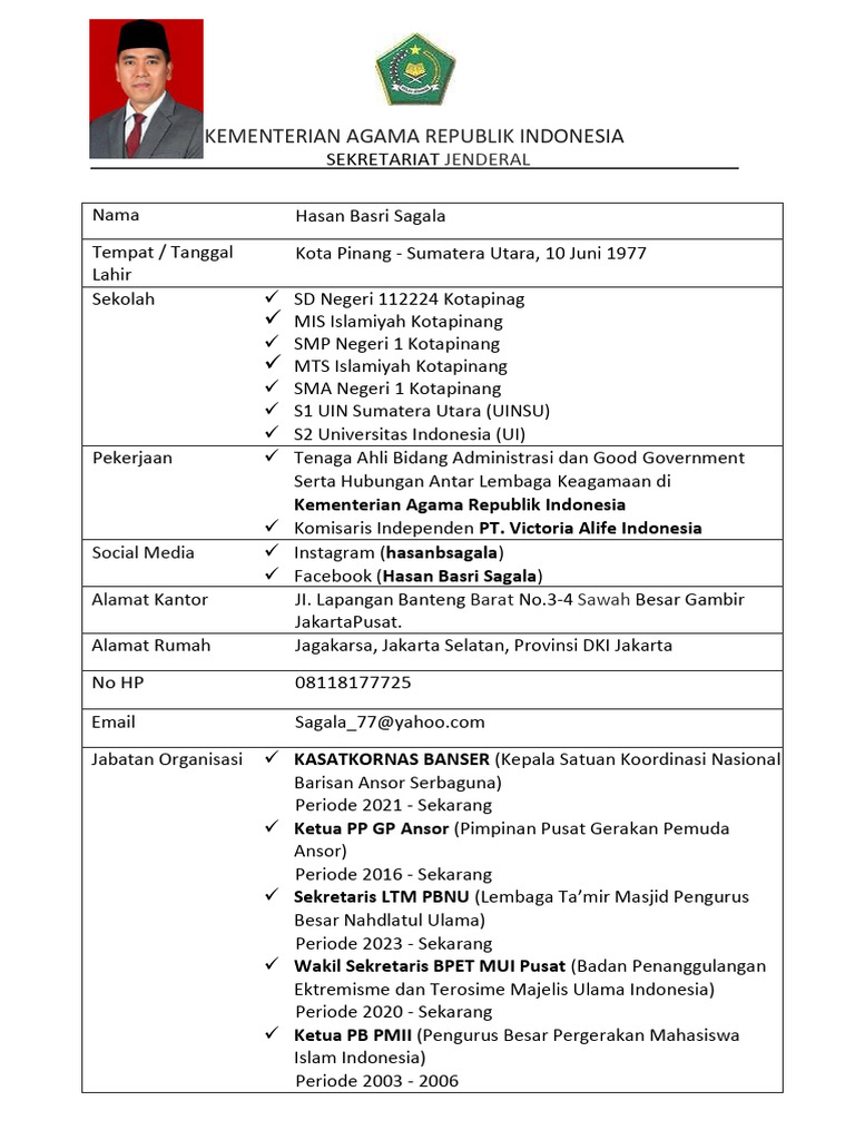 CV Hasan Basri Sagala Muslim. | PDF