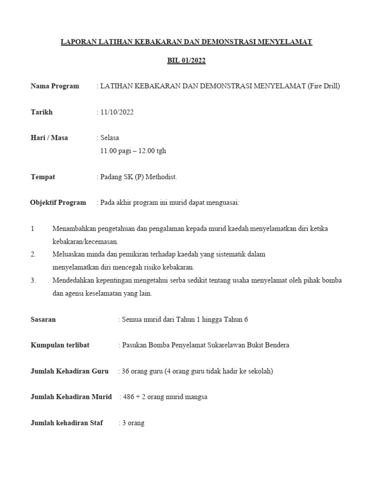 Laporan Fire Drill 2022 | PDF