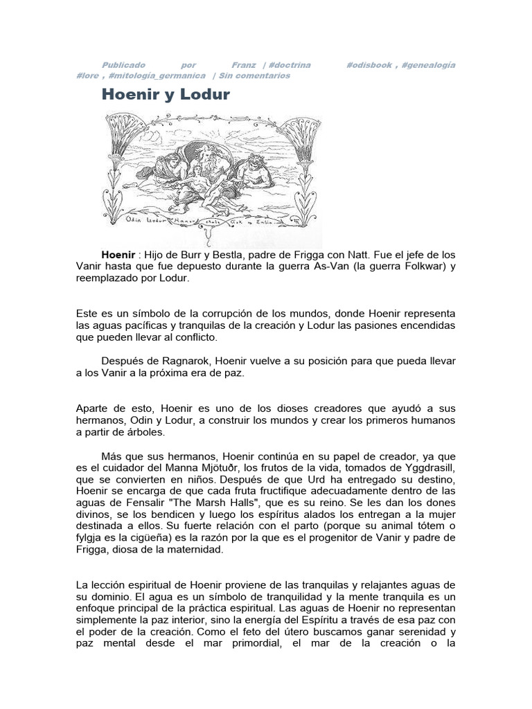 Hoenir y Lodur: Dioses de Creación y Equilibrio | PDF
