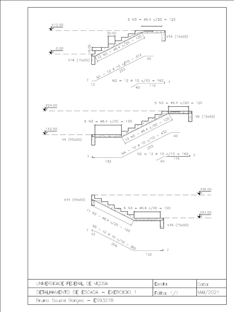 Detalhamento de Armaduras de Escadas | PDF