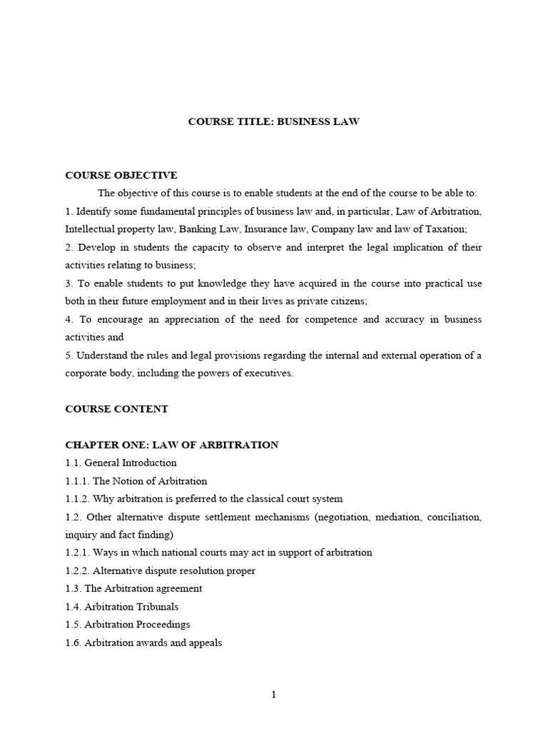 Notes On Business Law-1 | PDF