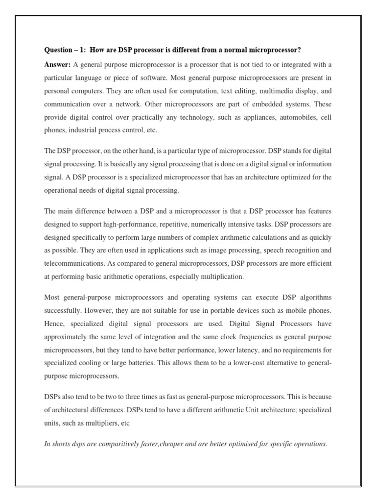 Introduction To DSP Processor | PDF