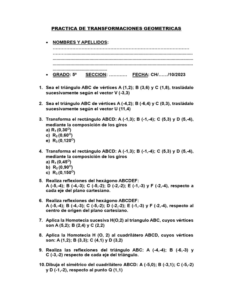 1 Practica de Transformaciones Geometricas | PDF | Métodos y materiales de enseñanza