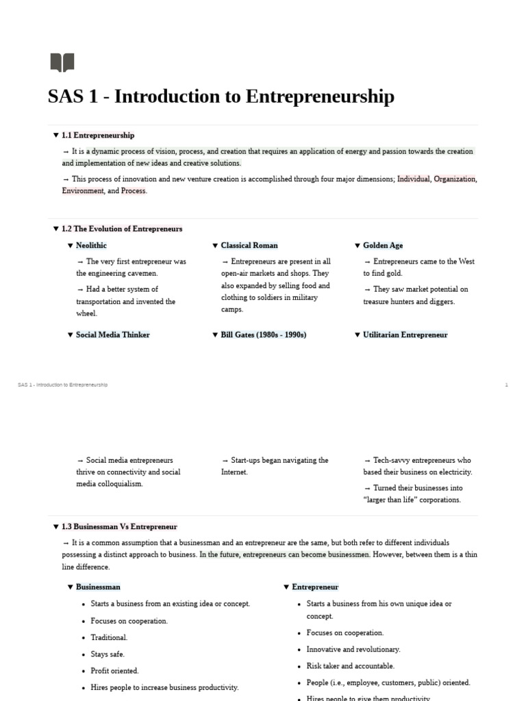 (APP 004) SAS 1 - Introduction To Entrepreneurship | PDF ...