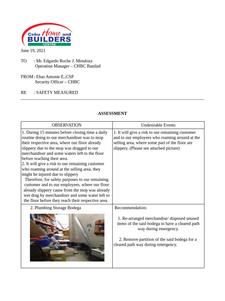Assessment Wet Floor | PDF