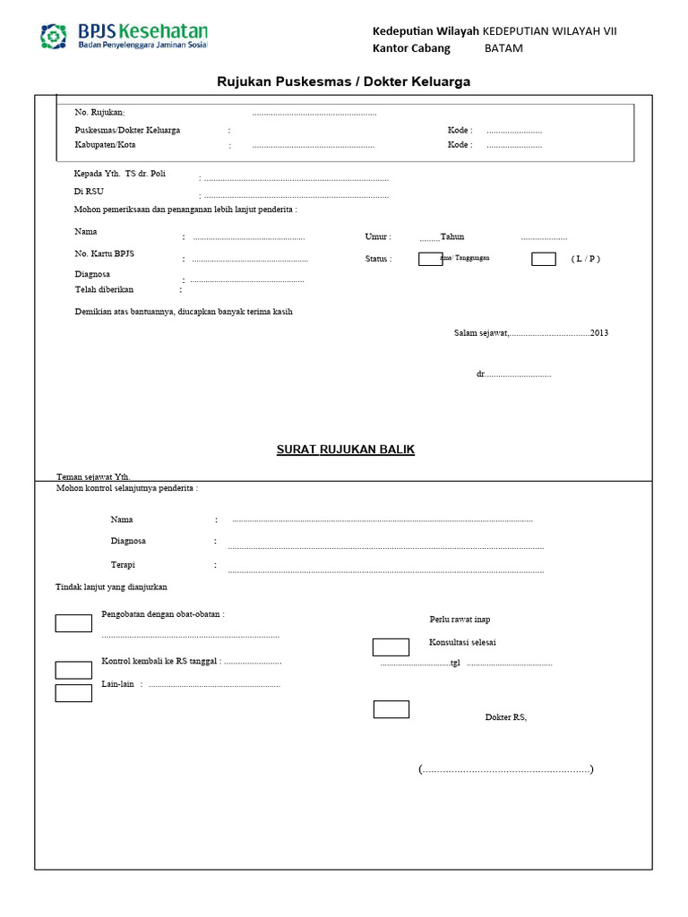 Surat Rujukan Medis Batam | PDF | Pengelolaan Keuangan & Uang