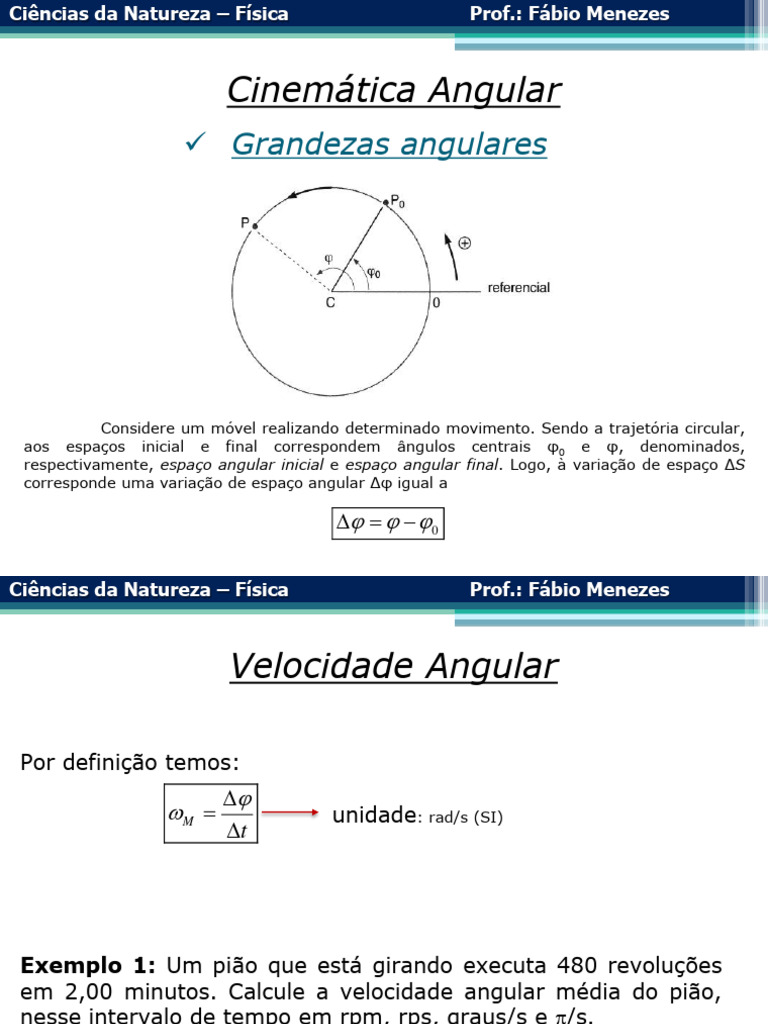 Aula 11b - Cinemática Angular | PDF | Teoria da Relatividade | Quantidades físicas