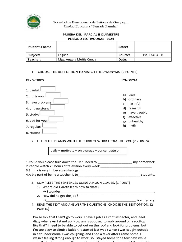 1bgu Quiz | PDF | Grammar | Syntax