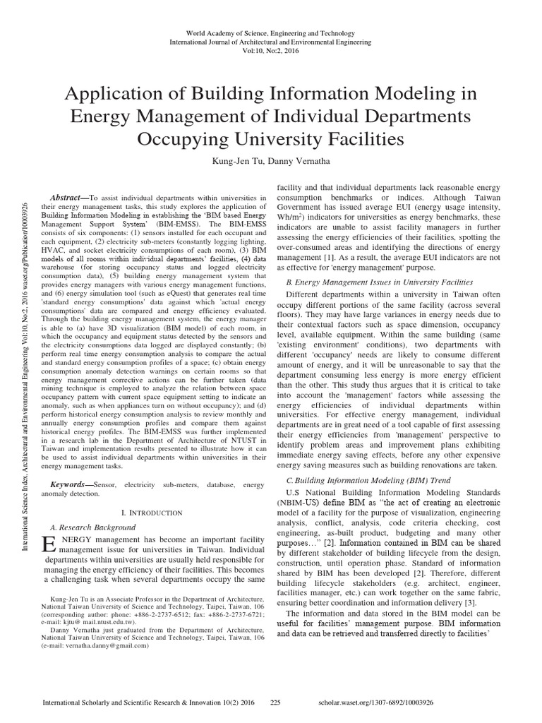 Application of Building Information Modeling in Energy Management of ...
