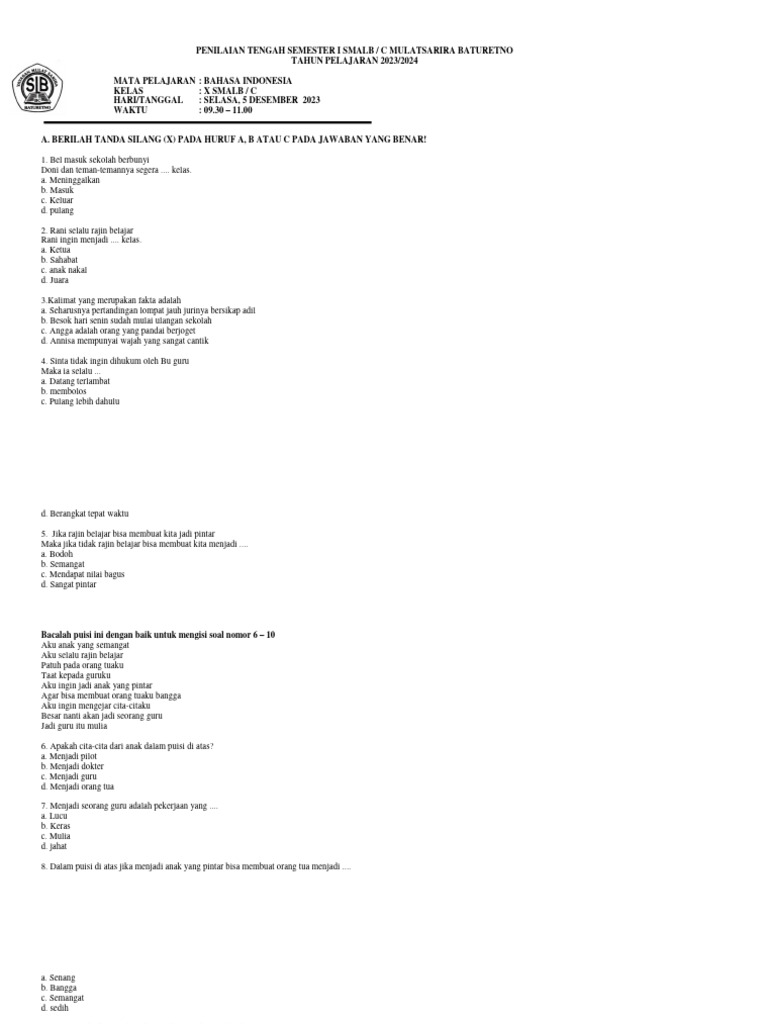Contoh Soal Smalb | PDF