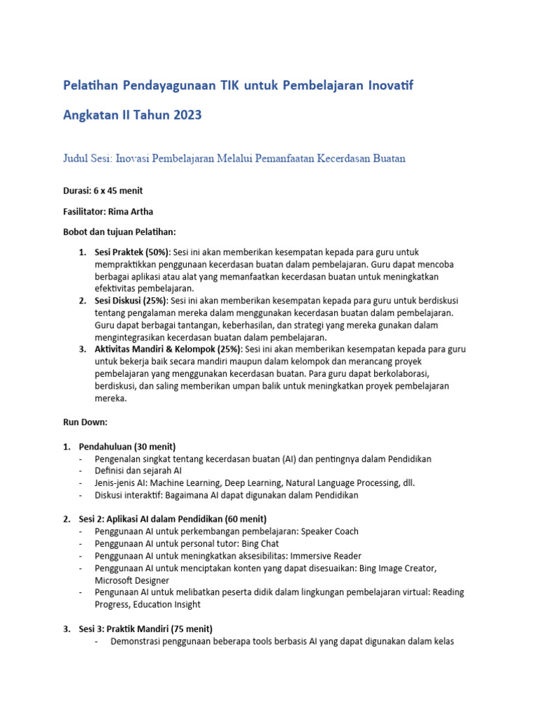 Aktivitas Inovasi Pembelajaran melalui Pemanfaatan AI_Your Name (1) | PDF