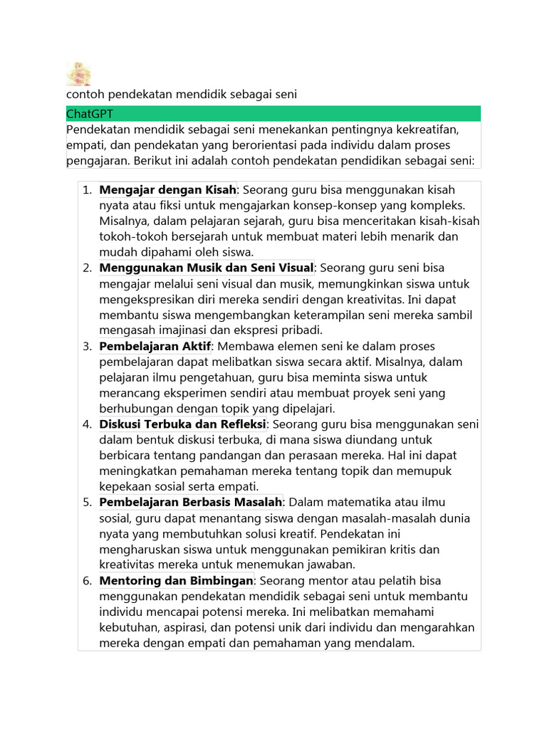 Pendekatan Mendidik sebagai Seni | PDF | Karier & Perkembangan