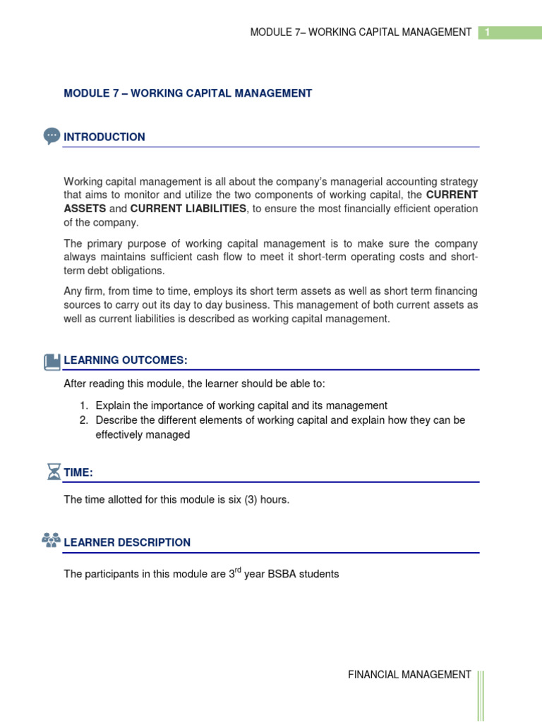 Working Capital Management Essentials | PDF
