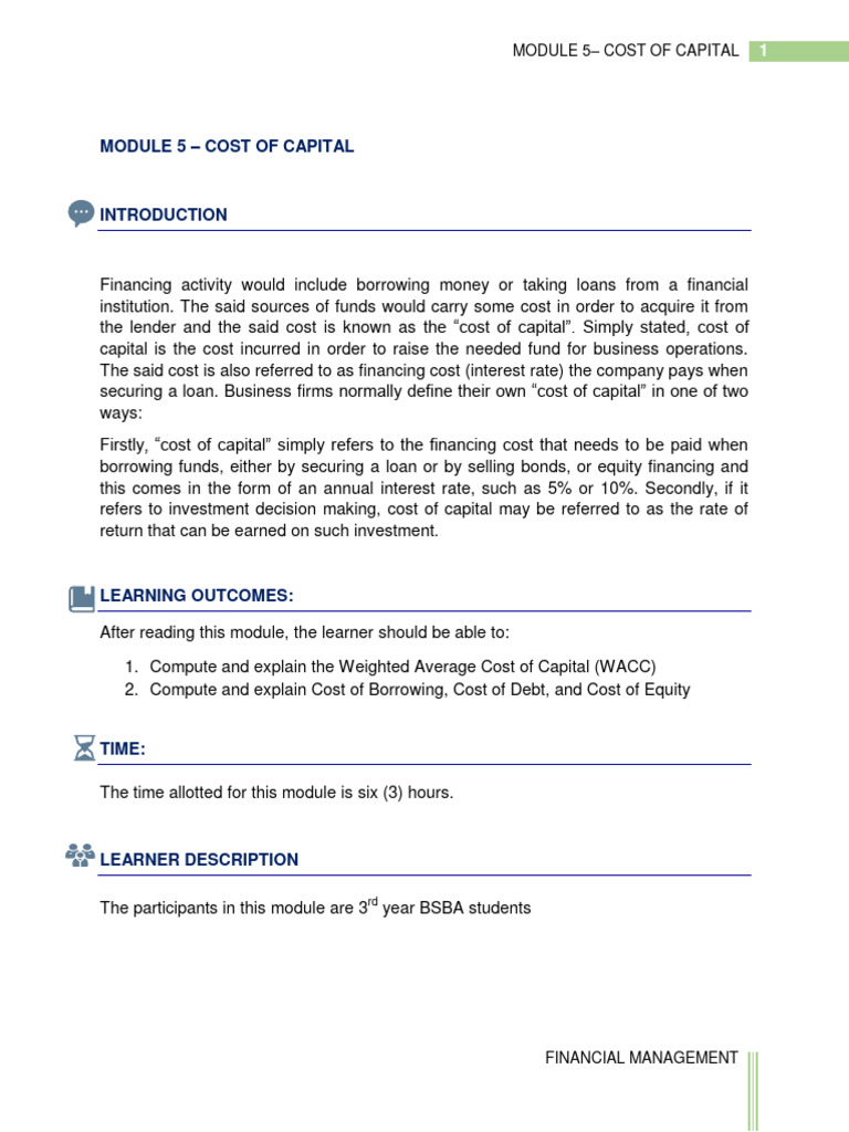 Module_5_-_Cost_of_Capital | PDF | Cost Of Capital | Debt