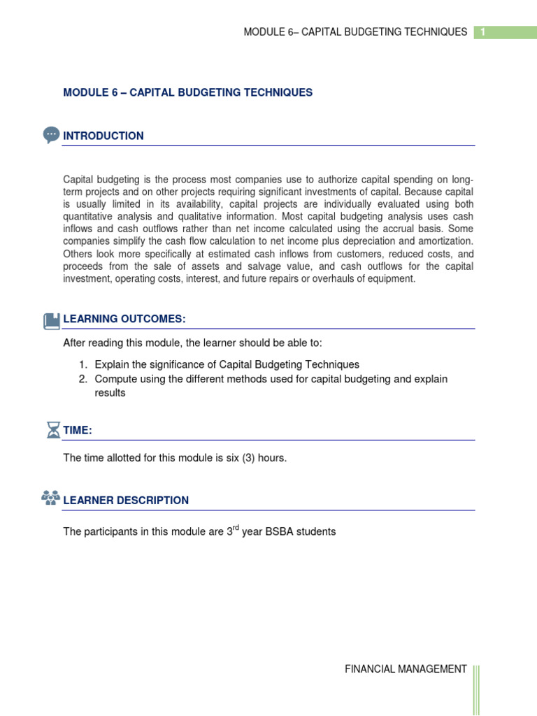 Capital Budgeting Techniques Explained | PDF | Net Present Value ...