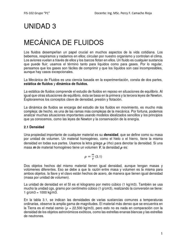 Unidad 3 Mecanica de Fluidos | PDF