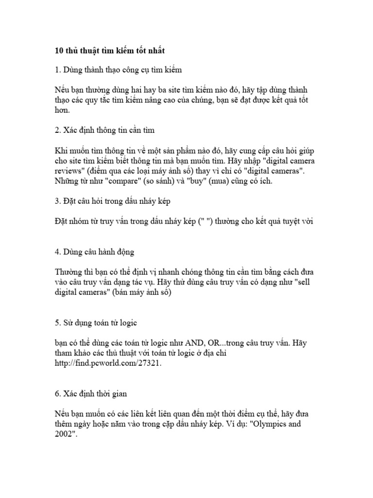 10 Thu Thuat Tim Kiem | PDF