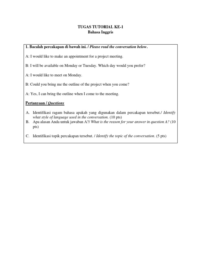 Tugas Tutorial 1 Bahasa Inggris | PDF | Human Communication