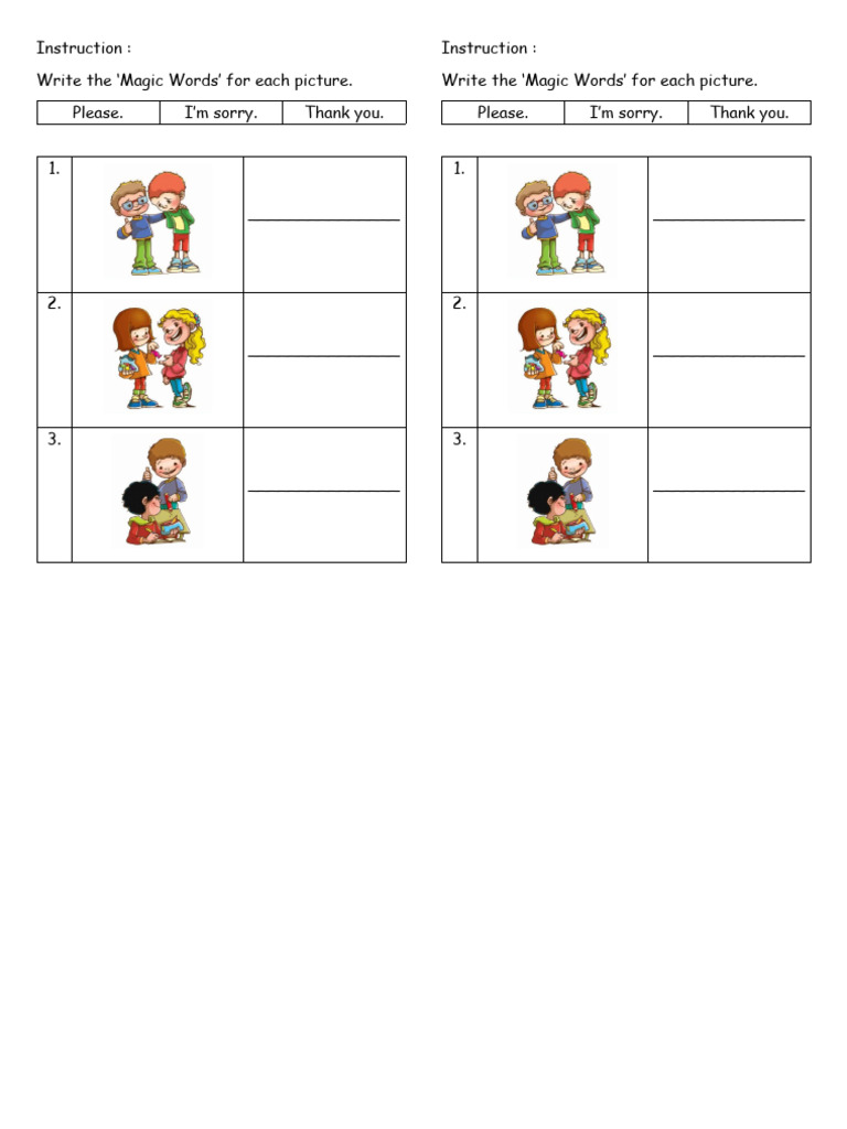 Magic Words Worksheet for Kids | PDF