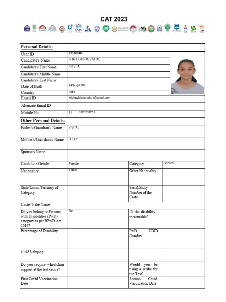 CAT 2023 Application Form | PDF | Academic Degree | Vocational Education