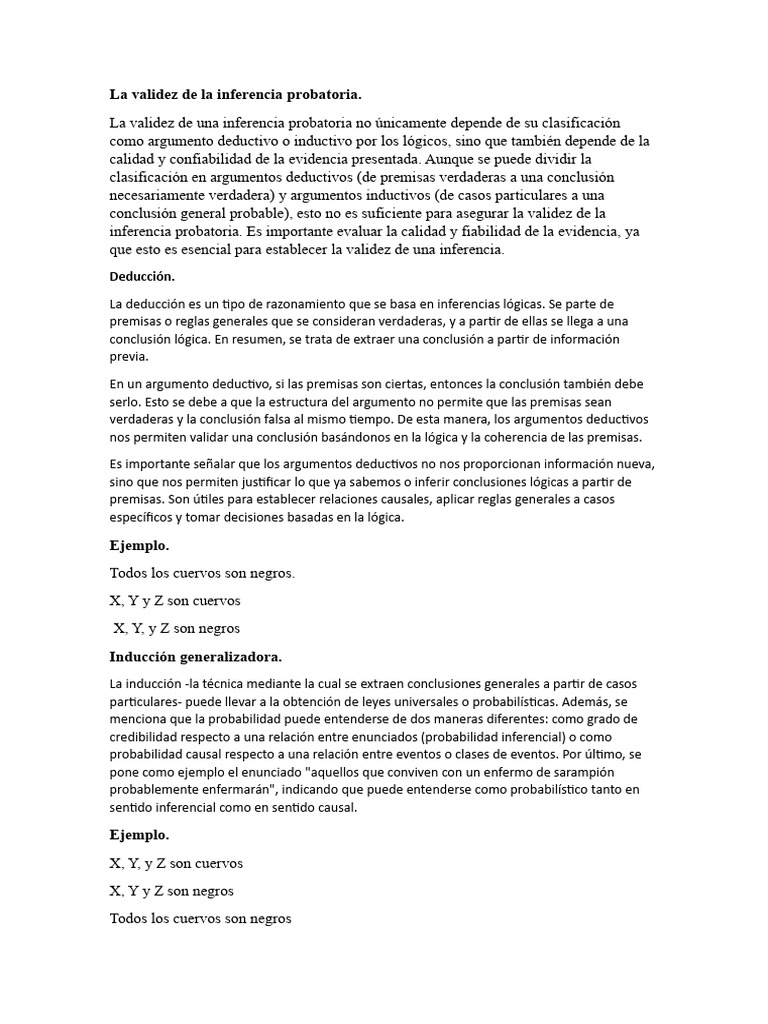 Inferencia Probatoria | PDF | Razonamiento deductivo | Razonamiento inductivo