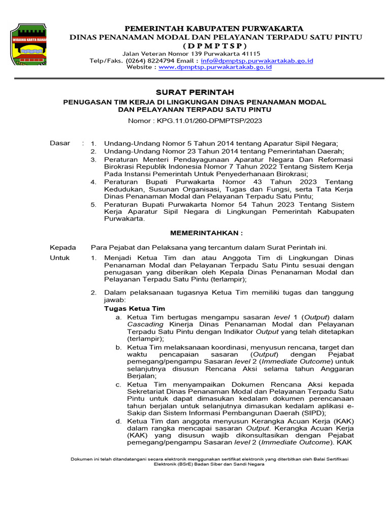 SK Tim DPMPTSP 2023 | PDF