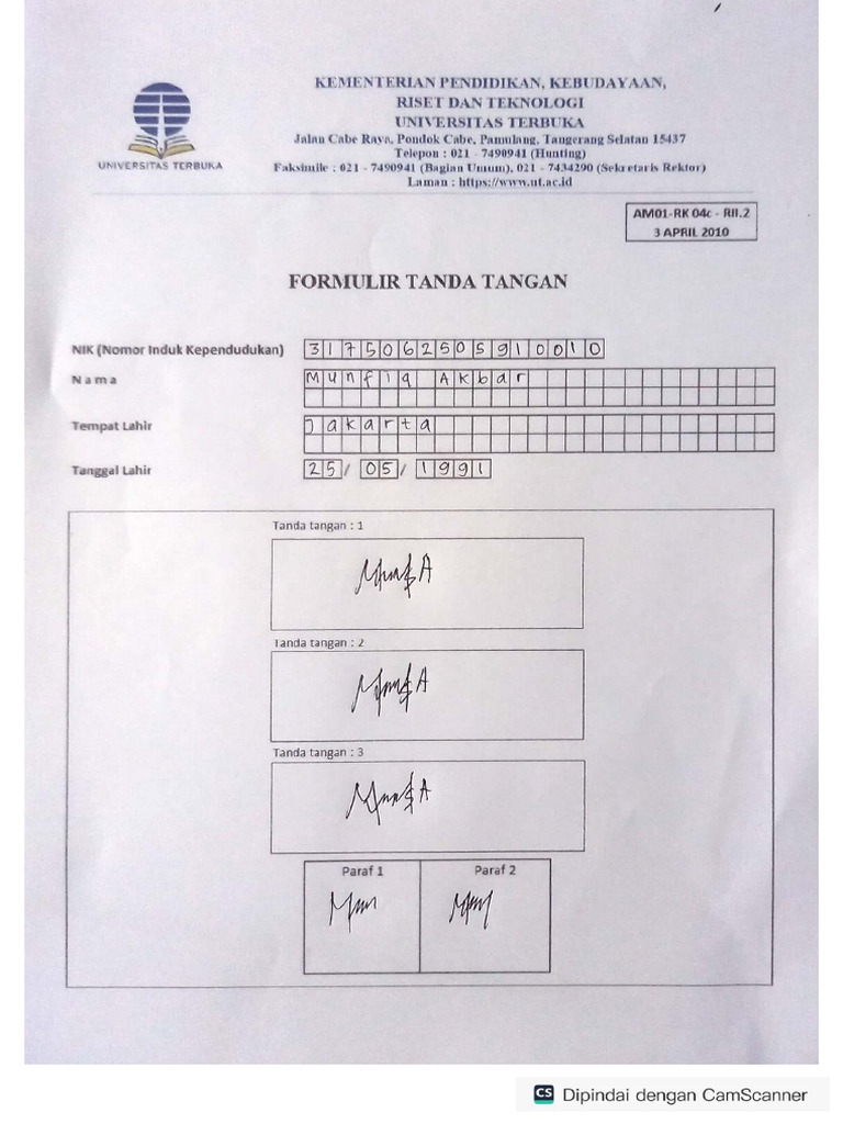 Formulir Tanda Tangan | PDF