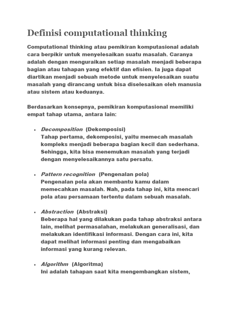 Definisi Computational Thinking Dan Logika Proposisi Tuga1 - Kelas10 - Selvianah | PDF | Karier ...
