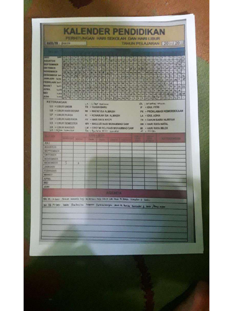 Kalender Pendidikan TK Bunda | PDF
