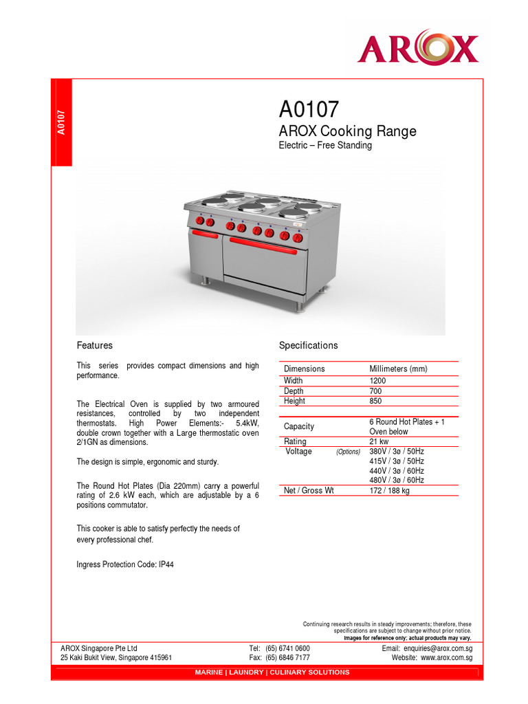 A0107 Arox | PDF | Kitchen Stove | Electromagnetism