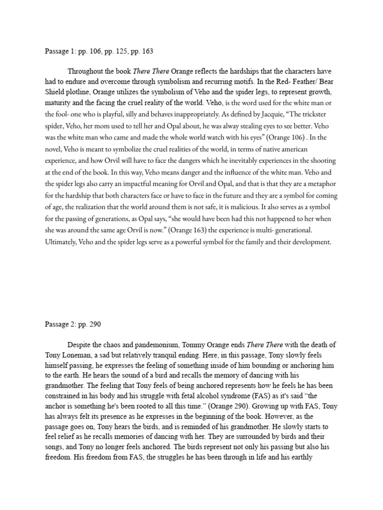 There There Dialectical Journal 4 | PDF