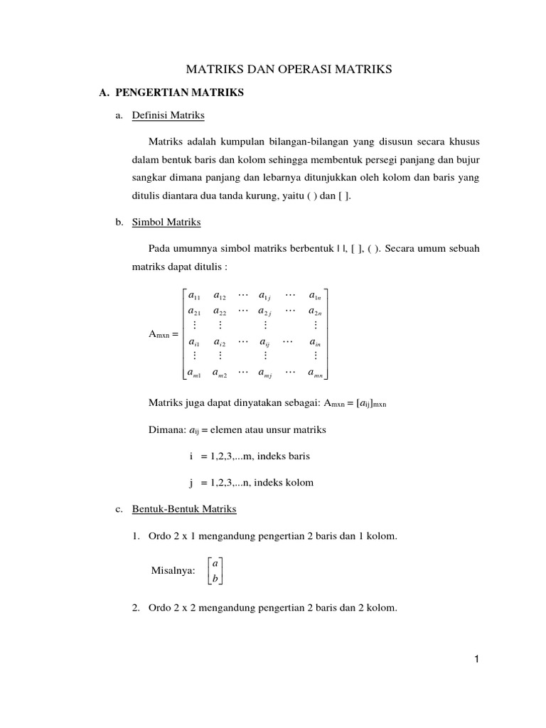 Matriks Dan Operasi Matriks | PDF