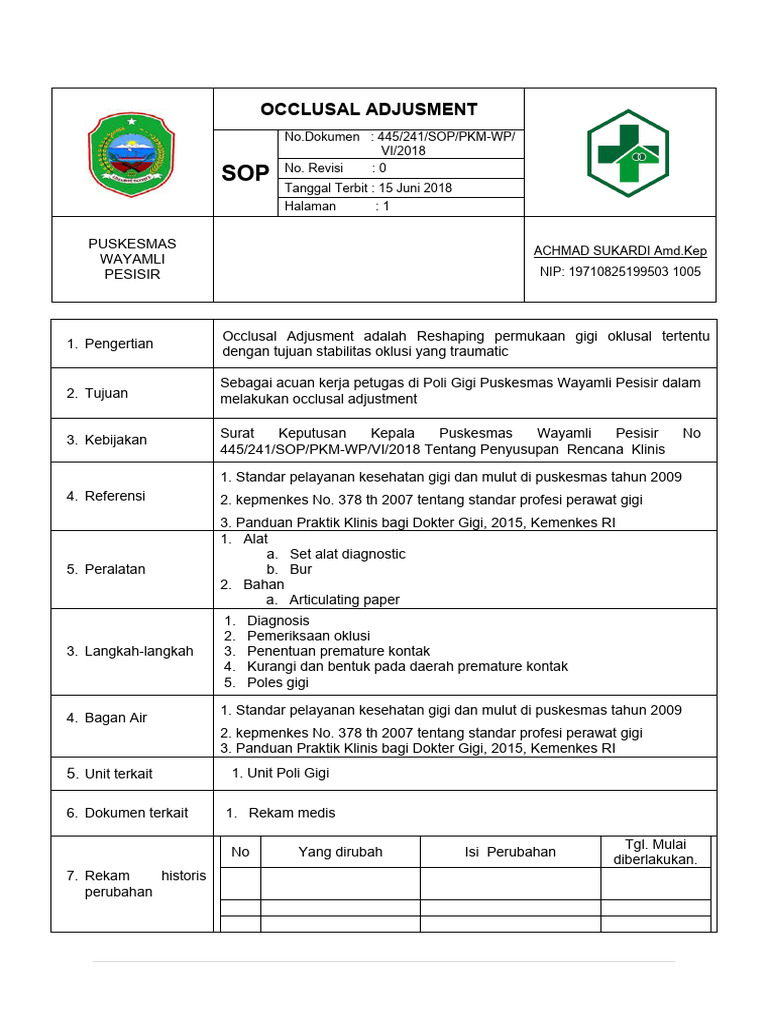 44 Sop Occlusal Adjusment | PDF