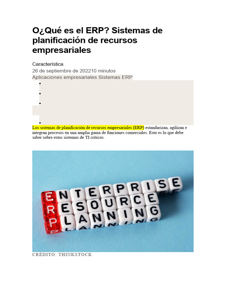 Qué Es El ERP | PDF | Planificación de recursos empresariales | Computación en la nube