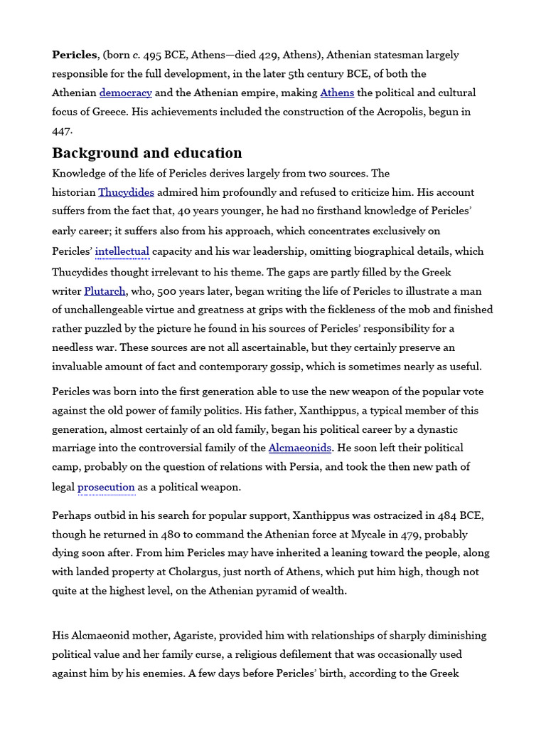 Pericles Info | Download Free PDF | Ancient Athens | Ancient Greece