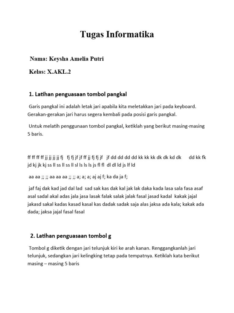 Latihan Penguasaan Jari Keyboard | PDF