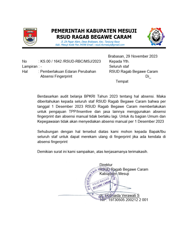 Surat Himbauan Absensi | PDF