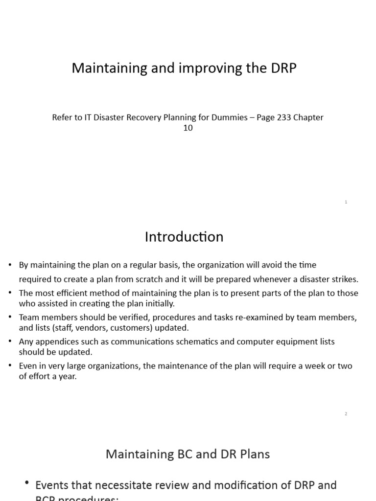 Lecture 9 - Maintaining and Improving The DRP | PDF