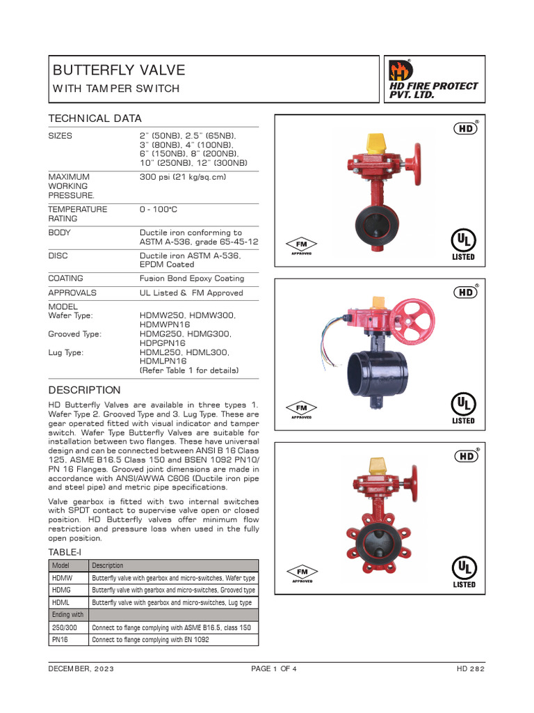 HD-282-Butterfly-Valve | PDF | Valve | Mechanical Engineering