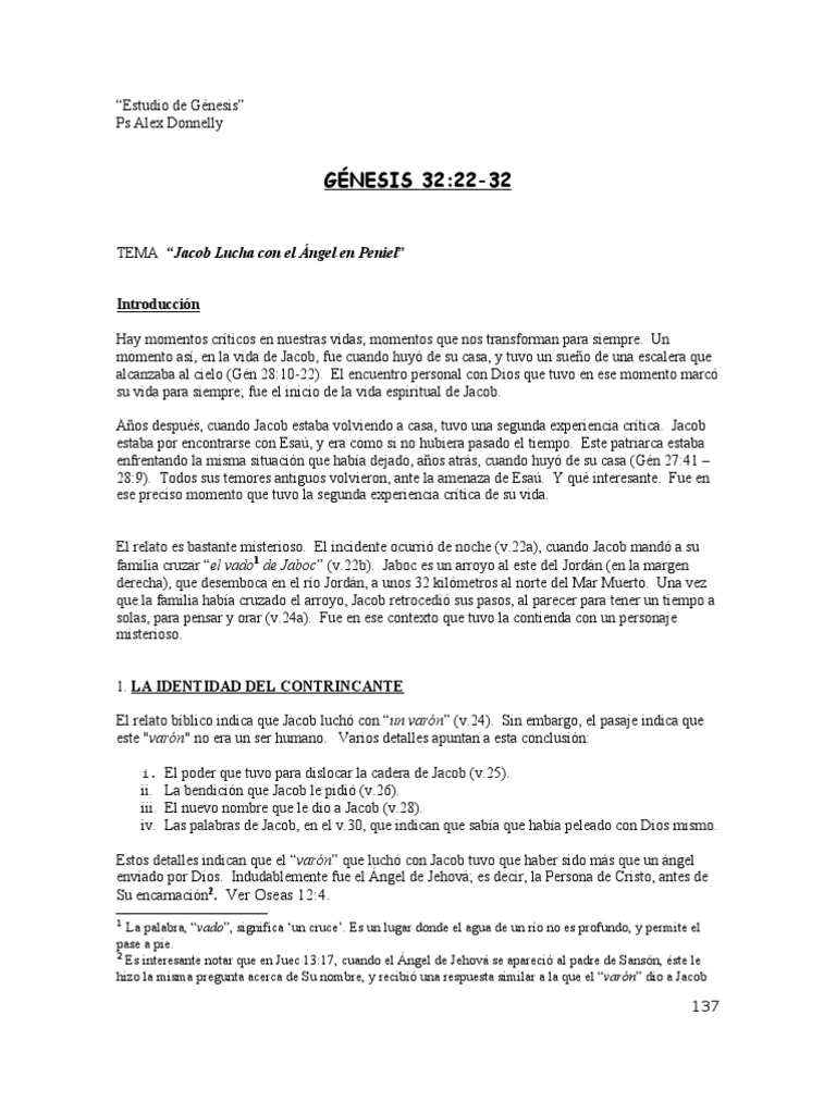 Estudio de Genesis 32-22 Al 32-32 | PDF | Jacob | Oración