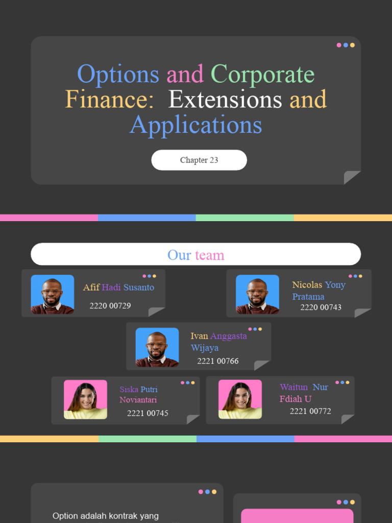 Options and Corporate Finance: Extensions and Applications | PDF