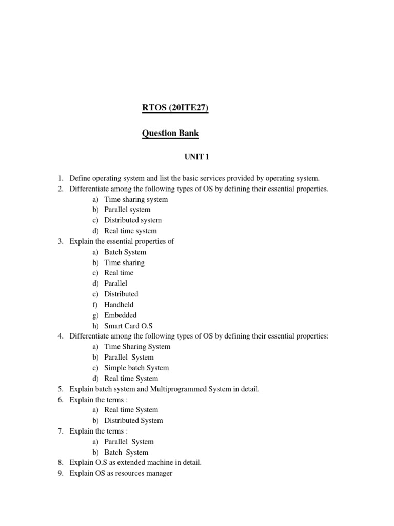 RTOS Question Bank-1 | PDF