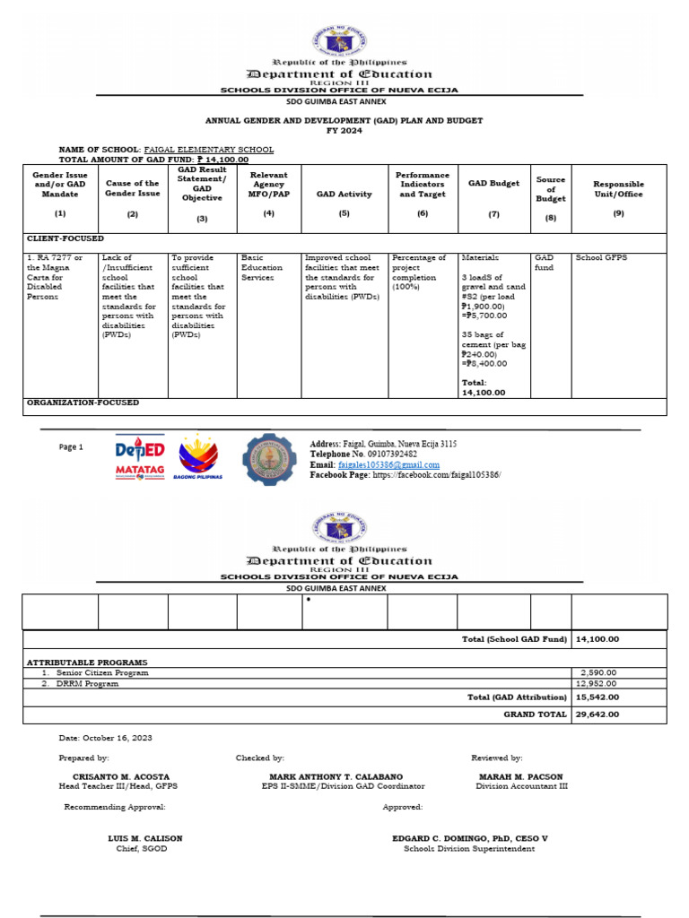 Gad Plan 2024 Faigal Es | PDF