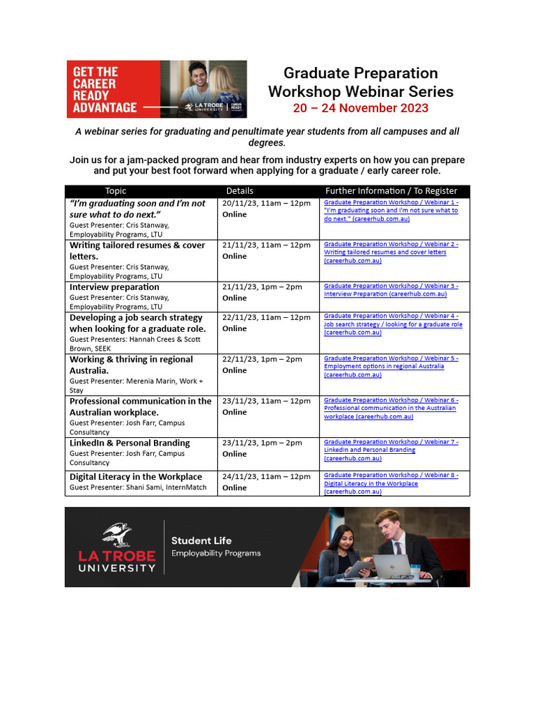 Graduate Career Prep Webinar Series | PDF