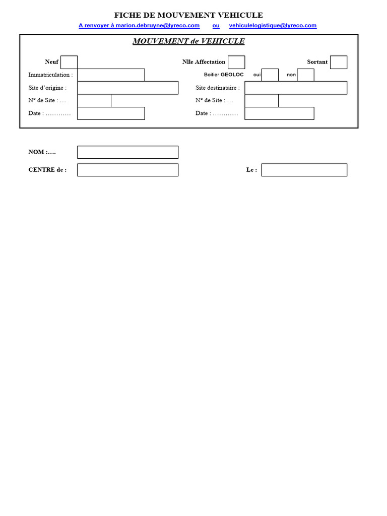 Fiche de Mouvement de Véhicule | PDF