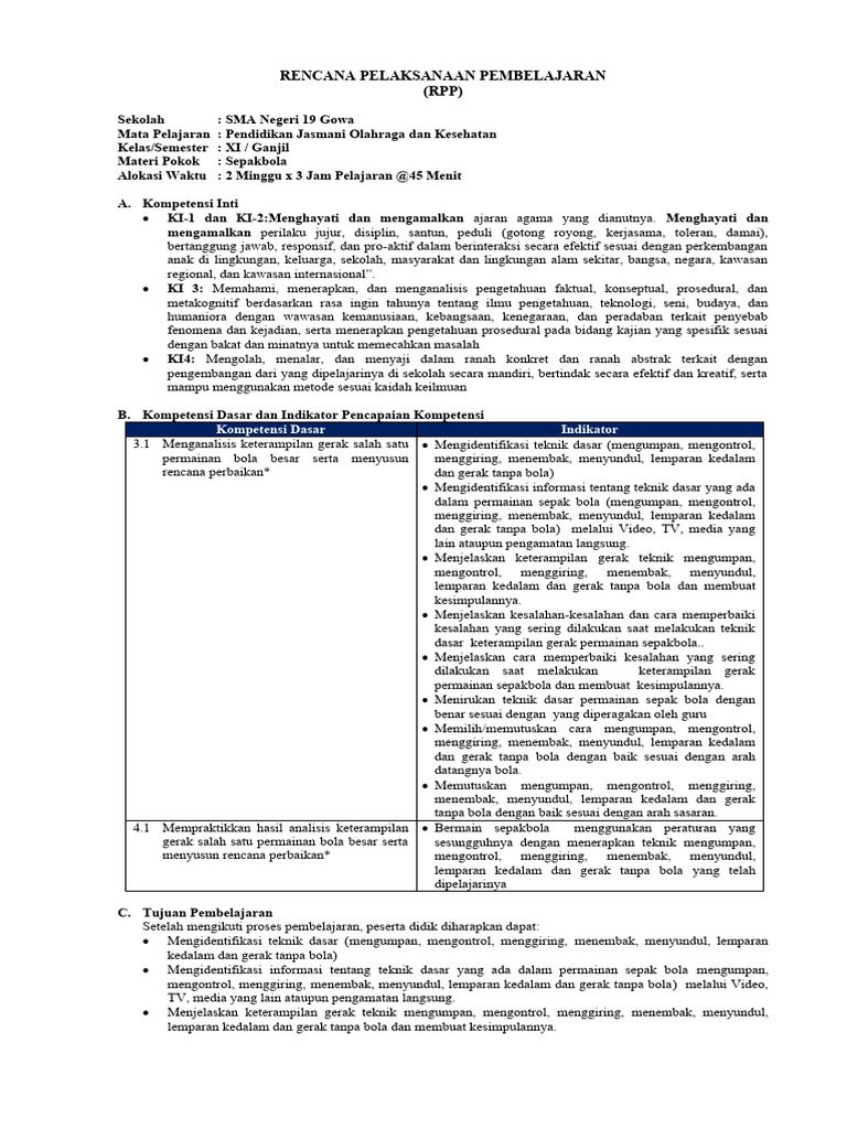 RPP Sepak Bola | PDF | Karier & Perkembangan