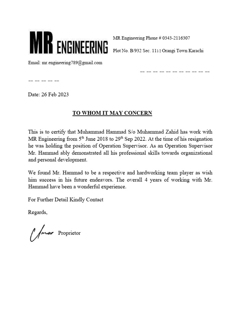 Experience Letter 2 | PDF