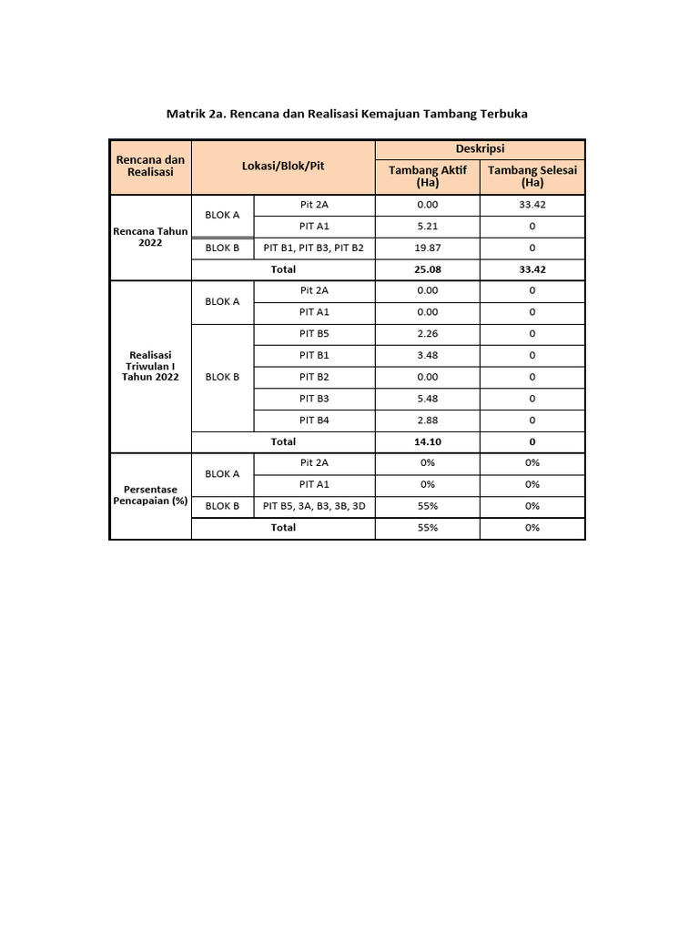 Format Laporan Triwulan I Rkab Pt. Batuan | PDF