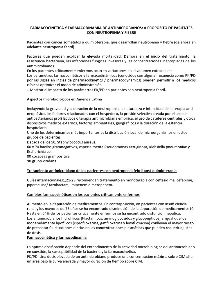 FARMACOCINÉTICA Y FARMACODINAMIA DE ANTIMICROBIANOS | PDF